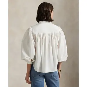 Ralph Lauren Pleated Cotton-silk Blouse - White