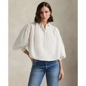 Ralph Lauren Pleated Cotton-silk Blouse - White