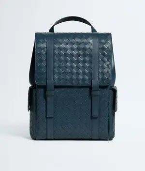 Bottega Veneta Intrecciato Leather Backpack - Denim