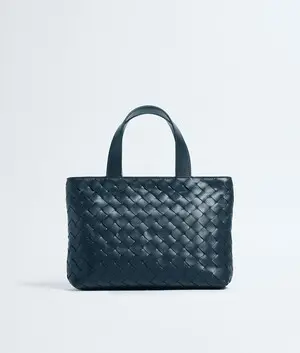 Bottega Veneta Mini Intrecciato Zipped Tote - Denim