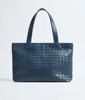 Bottega Veneta Small Intrecciato Zipped Tote - Denim
