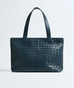 Bottega Veneta Small Intrecciato Zipped Tote - Denim