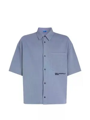 Karl Lagerfeld Crinkled-texture Short-sleeve Shirt - Blue