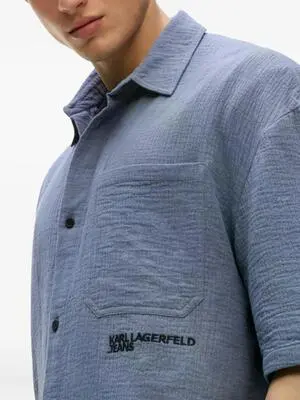 Karl Lagerfeld Crinkled-texture Short-sleeve Shirt