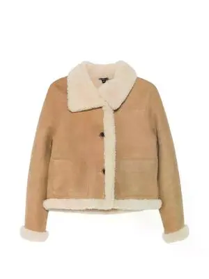 JAMES PERSE Cropped Shearling Jacket - Neutrals