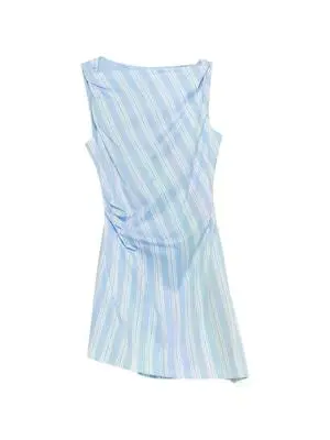 Staud Callie Striped Asymmetric Dress - Blue