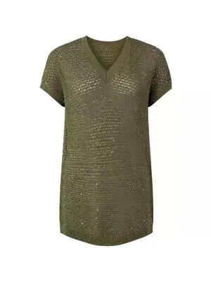 Fabiana Filippi Open-knit Sequin Embellished Top - Green