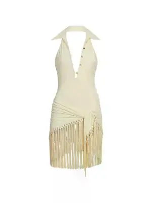 TALLER MARMO Grand Tropicana Fringed-detail Swimsuit - Neutrals