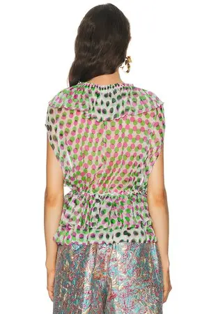 Dries Van Noten Polka Dot Silk Gauze Top