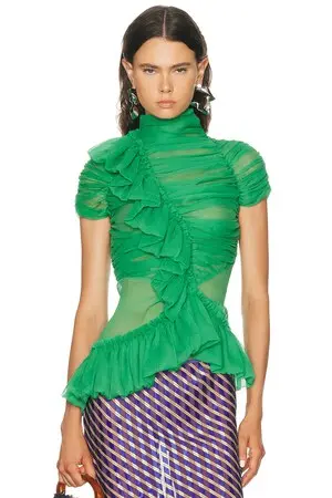 Dries Van Noten Ruched Gauze Shirt