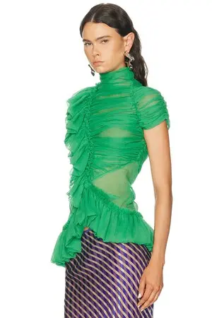 Dries Van Noten Ruched Gauze Shirt