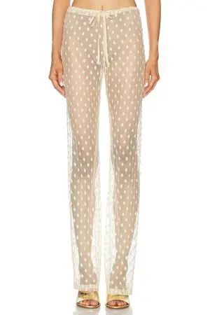 Dries Van Noten Pachas Polka Dot Mesh Pants - Ecru