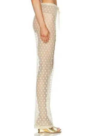 Dries Van Noten Pachas Polka Dot Mesh Pants - Ecru