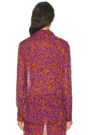Dries Van Noten Embellished Print Shirt - Orange
