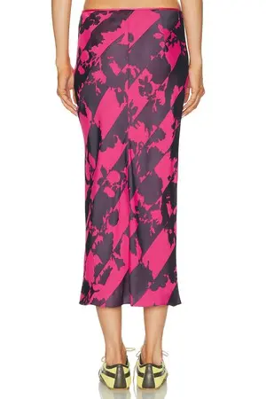 Dries Van Noten Satin Skirt With Floral Print - Fuchsia