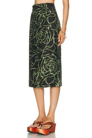 Dries Van Noten Floral Print Midi Skirt
