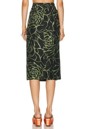 Dries Van Noten Floral Print Midi Skirt