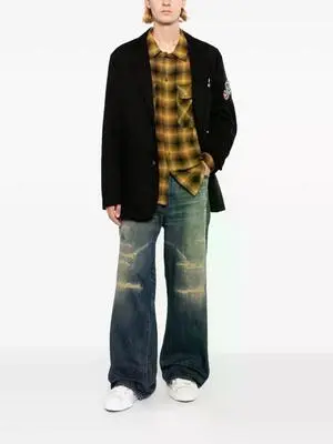 KAMIYA Distressed Patchwork Jeans - Blue