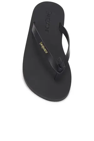 Saint Laurent Calfskin Leather Pool Slides - Nero