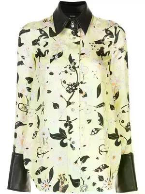 ELLERY Floral Print Silk And Cotton Blend Blouse - Yellow