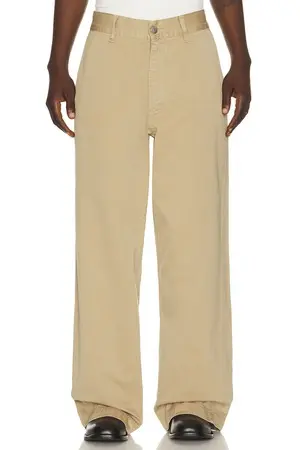SUNFLOWER Wide Twist Chino Pan In Brown - Khaki