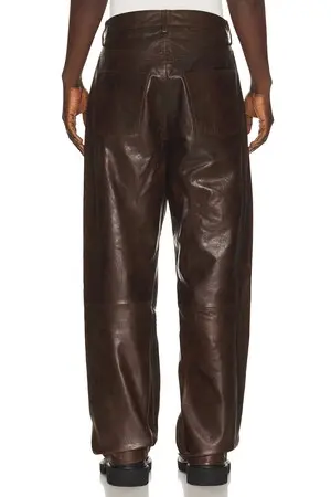 SUNFLOWER Wide Twist Leather Pant - Brown