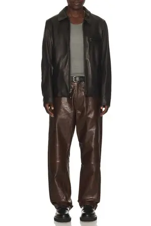 SUNFLOWER Wide Twist Leather Pant - Brown