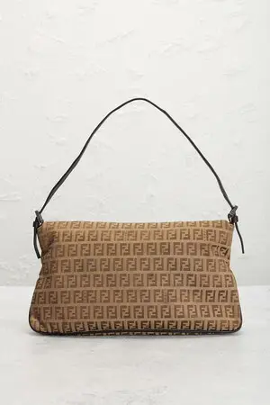 Fendi Zucchino Baguette Shoulder Bag - Brown