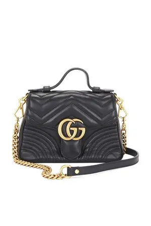 Gucci Gg Marmont Quilted Leather Top Handle Bag With Chain Strap