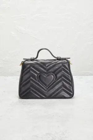 Gucci Gg Marmont Quilted Leather Top Handle Bag With Chain Strap
