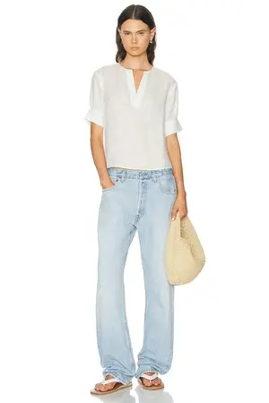 FRAME The V-neck Popover Top