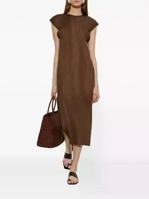 Issey Miyake Solid Pleated Midi Dress