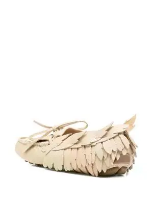 Alberta Ferretti Feather-embellished Fringed Shoes