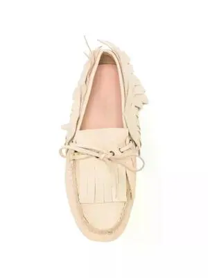 Alberta Ferretti Feather-embellished Fringed Shoes