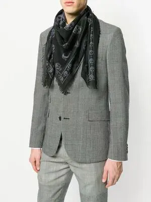 Alexander McQueen Fringed Skull Print Scarf