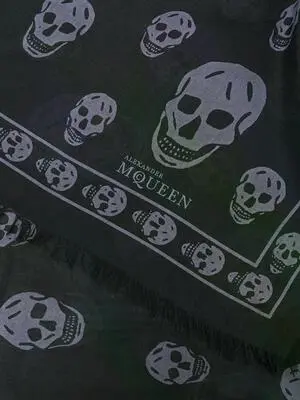 Alexander McQueen Fringed Skull Print Scarf