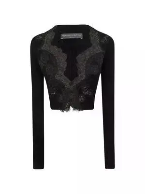 Ermanno Scervino Lace-trimmed Ribbed Cardigan