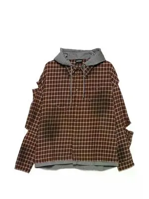 MADFRENZY Check-pattern Hooded Shirt