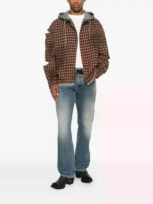 MADFRENZY Check-pattern Hooded Shirt