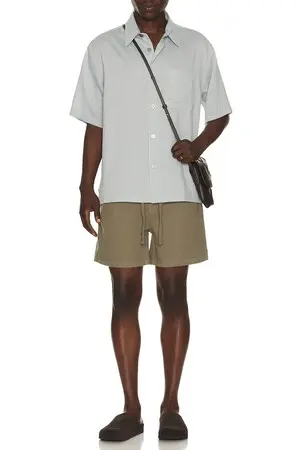 FRAME Light Weight Short Sleeve Shirt In Slate - Blue Grey Stripe