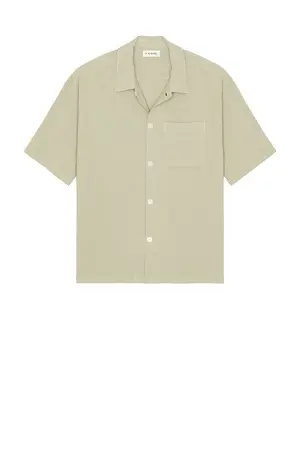 FRAME Open Weave Short Sleeve Shirt In Sage