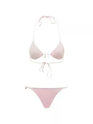 MC2 SAINT BARTH Charm Embellished Triangle Bikini - Pink