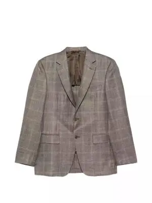Canali Check-pattern Single-breasted Blazer - Grey