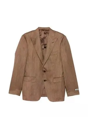 Canali Herringbone-pattern Notch-lapels Blazer - Brown