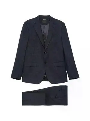 Zegna Flap-pocket Single-breasted Suit - Blue