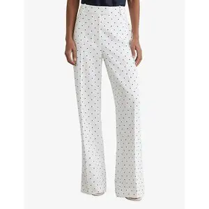 REISS Beatrix Polka-dot Woven Trousers
