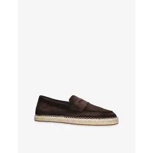 Santoni Suede Espadrille Loafers - Dark Brown