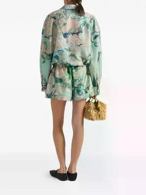 Givenchy Rose-print Cropped Silk Shirt