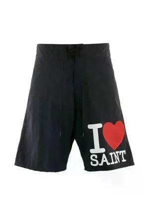 SAINT MXXXXXX Graphic Print Lace-up Shorts