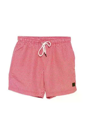 BOSS Graphic Print Swim Shorts - Red